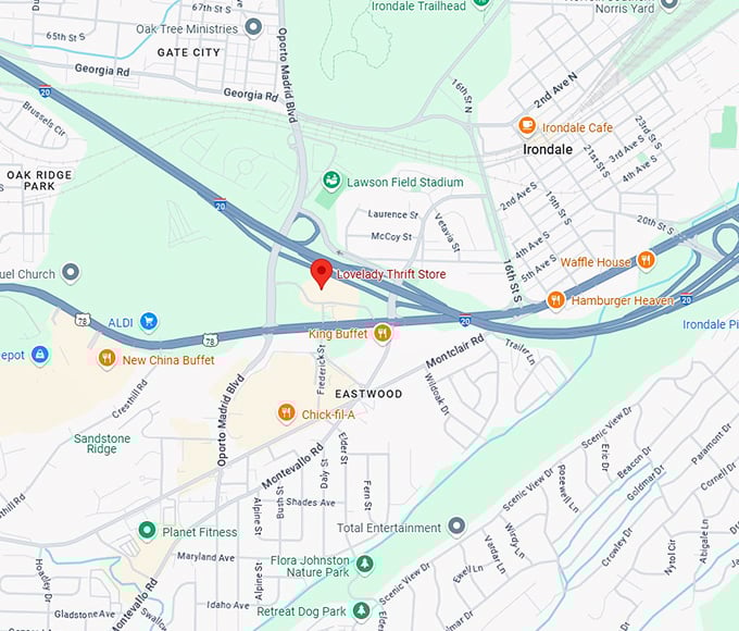 16. lovelady thrift store map
