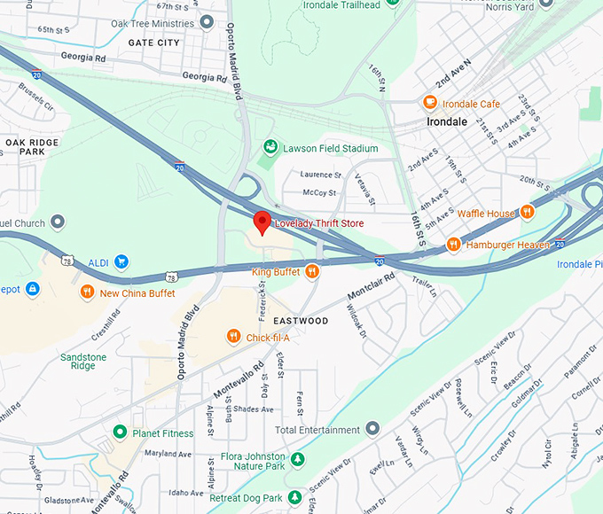 16. lovelady thrift store map