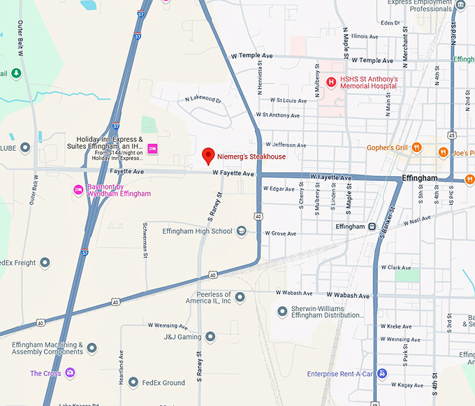 16. niemerg's steakhouse map