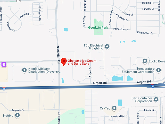 16. oberweis ice cream and dairy store map