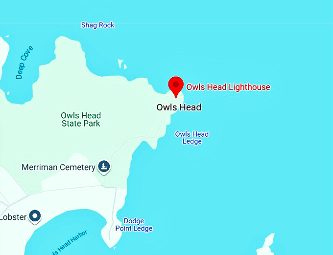16. owls head lighthouse map