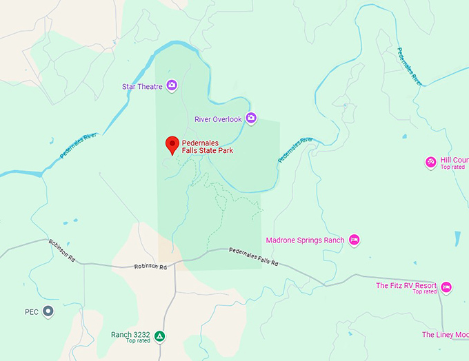 16. pedernales falls state park map