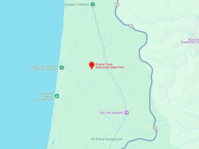 16. prairie creek redwoods state park map