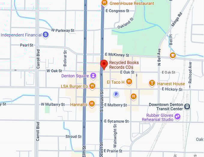 16. recycled books records cds map