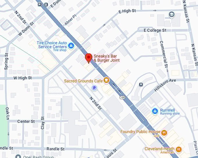 16. sneaky's bar & burger joint map