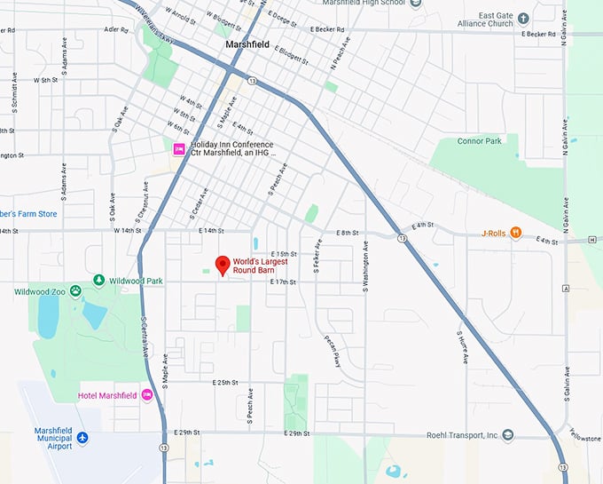 16. world's largest round barn map