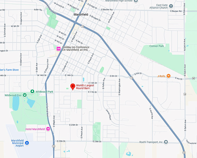 16. world's largest round barn map