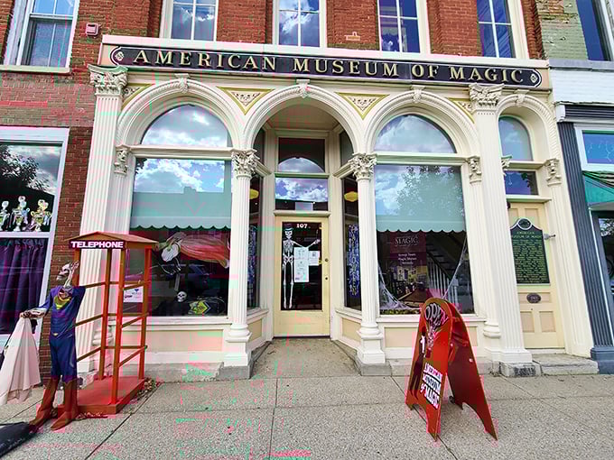 Abracadabra! The American Museum of Magic's fa&ccedil;ade is like a portal to wonder, complete with a red phone booth for emergency escapes from reality.