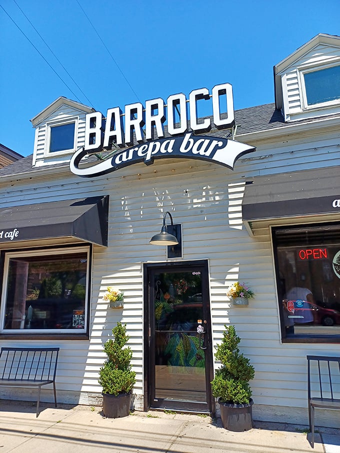 Barroco's facade is like a culinary time machine. One step inside, and you're transported to a world of arepas and Latin flair!