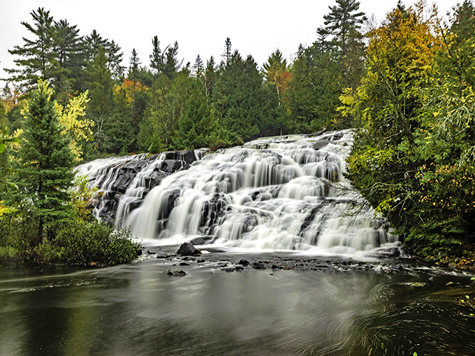 Bond Falls: Nature's own multi-tiered wedding cake, minus the fondant drama. This cascade's got more layers than a Shakespeare play!
