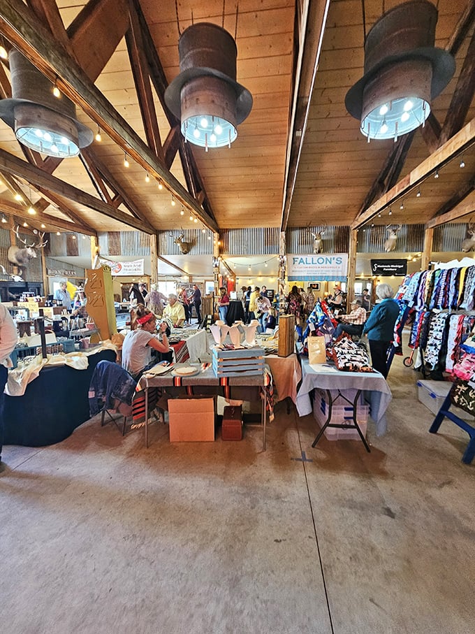 Step into a barn-sized treasure trove! Born in a Barn's rustic charm and twinkling lights create a magical shopping experience that's pure country bliss.