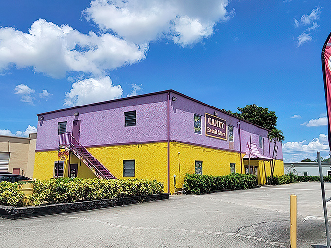 Willy Wonka, eat your heart out! This purple and yellow wonderland is like a childhood dream come true, minus the Oompa Loompas.