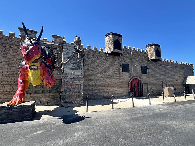 Dragons and castles and thrills, oh my! Ghostly Manor's facade promises medieval mayhem with a side of modern-day excitement.