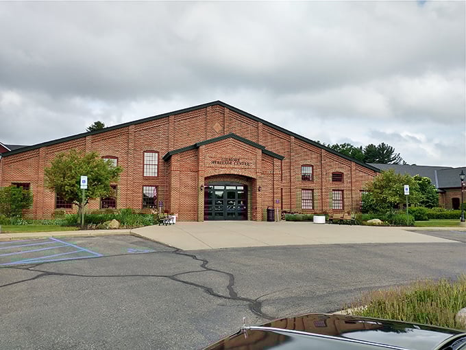 Brick by brick, history comes alive! The Gilmore Heritage Center stands proud, a testament to America's love affair with the automobile.
