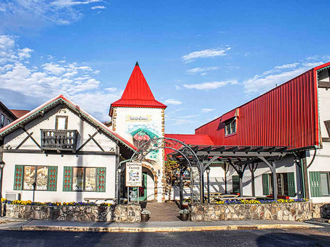 Hansel & Gretel's Candy Kitchen: Where Bavarian charm meets confectionery magic. This fairy tale facade promises a happily-ever-after for your sweet tooth!