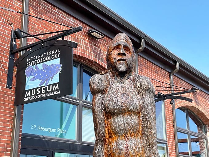 Bigfoot's got nothing on this hairy greeter! A whimsical welcome to the world of cryptozoology.