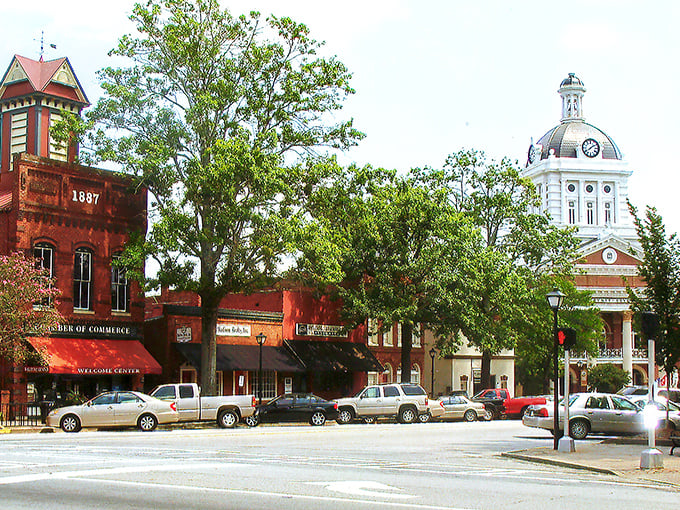 Madison's town square: Where history meets charm, and every building looks like it's auditioning for a period drama.