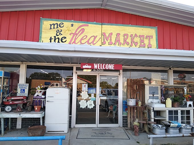 "Welcome to the time machine! Me & the Flea Market's facade is like your grandma's attic decided to have a yard sale."