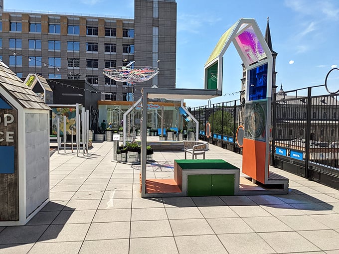 Tip Top Terrace: Where imagination takes flight! This rooftop playground is like Willy Wonka's factory, minus the questionable labor practices.