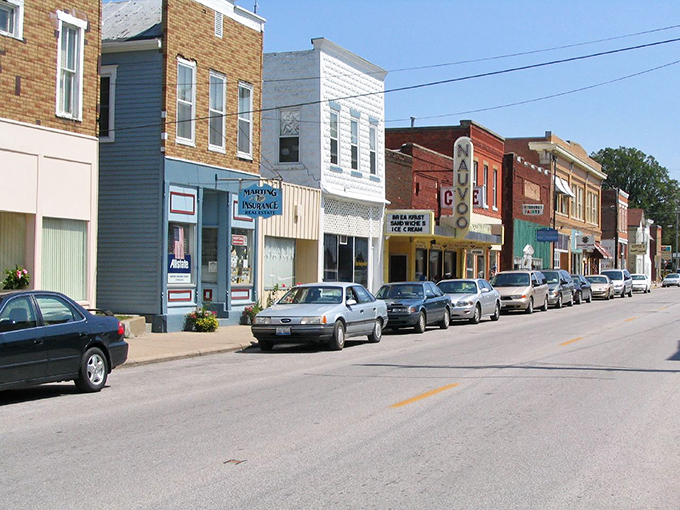 Nauvoo: Where history meets Main Street! This charming row of storefronts looks like it's waiting for Doc Brown's DeLorean to zoom by.