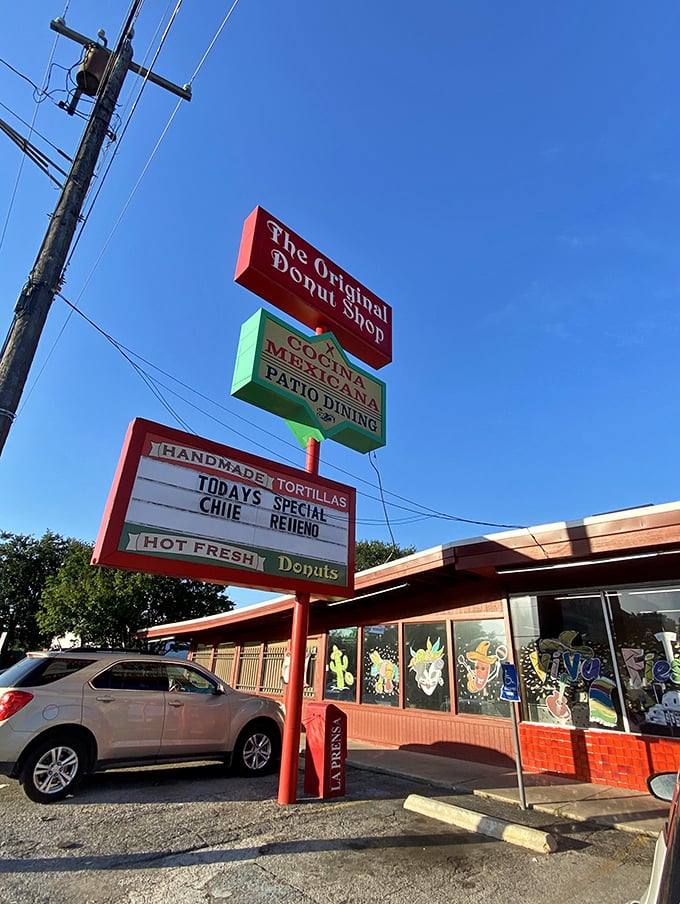  "Hot fresh donuts" isn't just a sign, it's a promise. This retro gem serves up nostalgia with a side of powdered sugar.