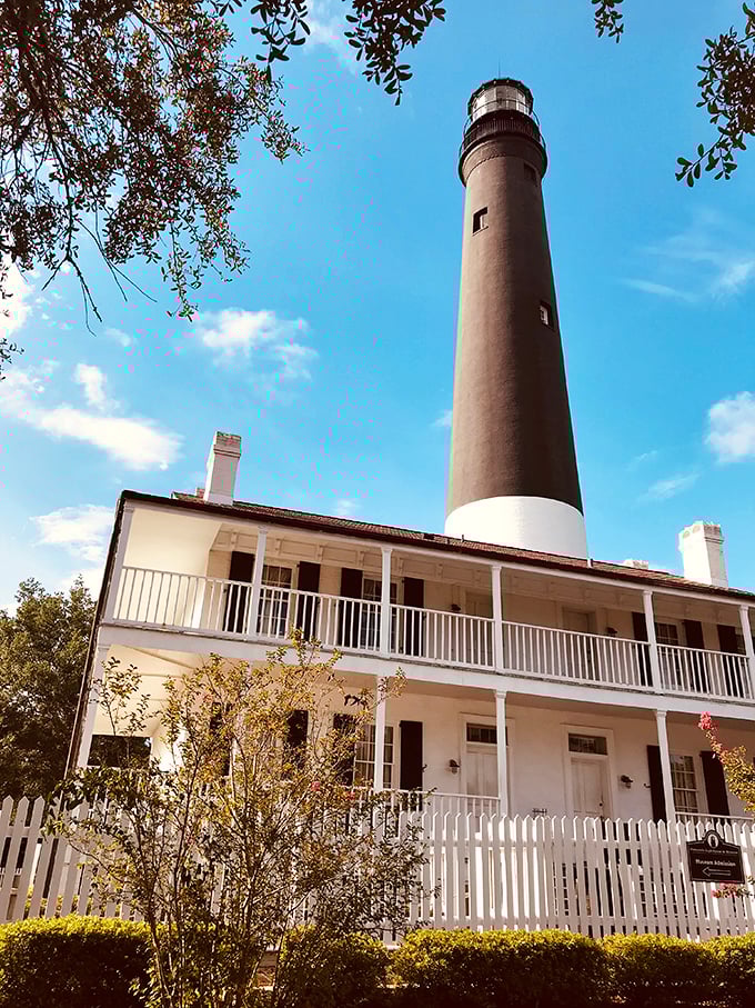 Pensacola's towering beauty: Where history meets the horizon. This black-and-white giant has been guiding ships and dazzling visitors since 1859.