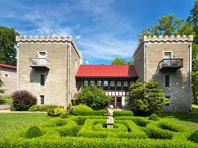 Ravenwood Castle: Where medieval meets Midwest! This stone fortress looks ready for a jousting tournament or a cozy weekend getaway.