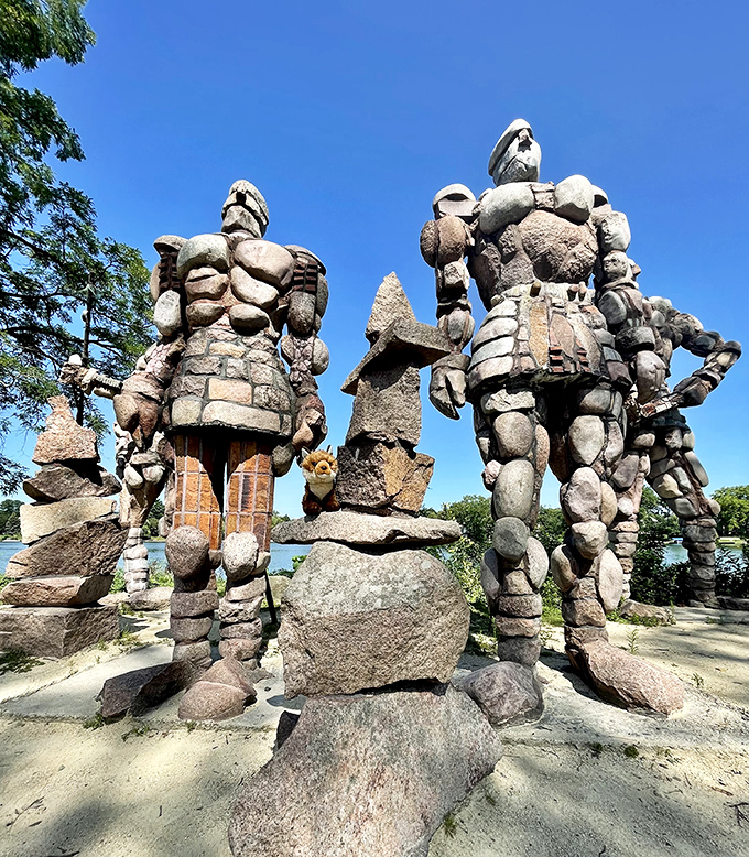 Rock Men: "Stone-cold giants or the world's most patient hide-and-seek players? These rocky fellows stand guard like nature's own action figures."