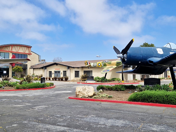 Cleared for takeoff! The Proud Bird's vintage aircraft display turns your dining experience into a first-class journey through aviation history.