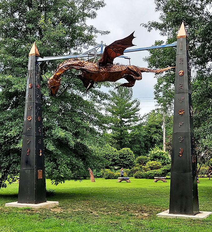 Dragons and wizards, oh my! Castle Park's fantastical sculptures turn a stroll through Carbondale into a page from a magical storybook.