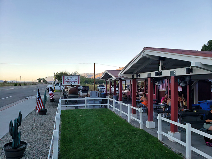 Pit masters at work! Copper Top's outdoor setup is part backyard cookout, part flavor laboratory, all delicious.