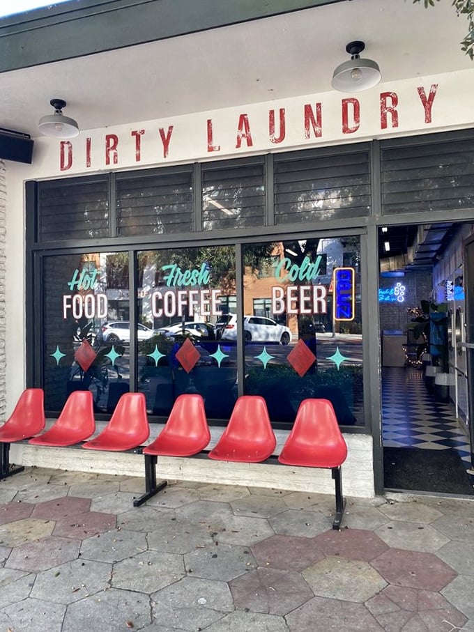 Dirty Laundry: Where the only thing getting cleaned is your conscience! This cheeky facade hides a speakeasy that's more intoxicating than fabric softener.