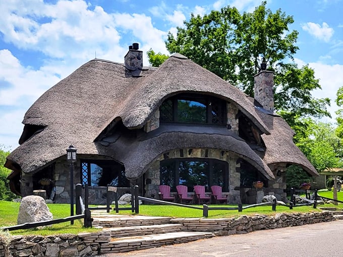 Thatched roofs and boulder walls &ndash; it's like The Flintstones met The Lord of the Rings for a cozy Michigan getaway.