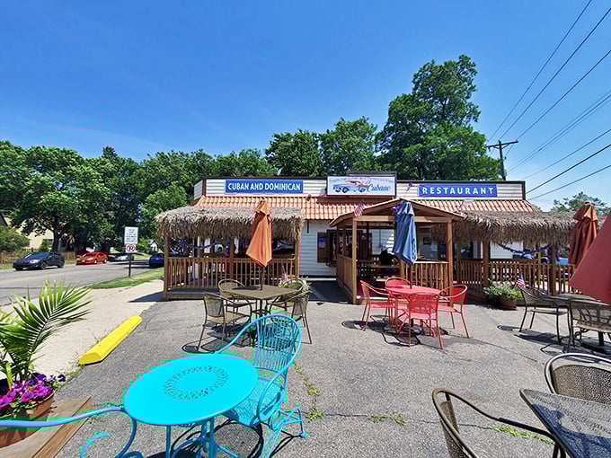 Tropical vibes in the Twin Cities! El Cubano's festive outdoor seating area is a rainbow-hued oasis that'll make you forget you're in the land of 10,000 lakes.