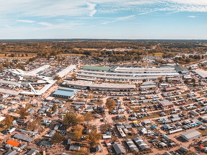 It's a bird, it's a plane, it's... a sea of tents and treasures! First Monday Trade Days transforms Canton into a shopper's Mecca.