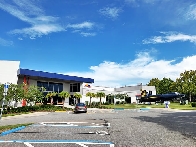 Blue skies and aviation dreams! The Florida Air Museum's entrance promises a journey through time, minus the turbulence.