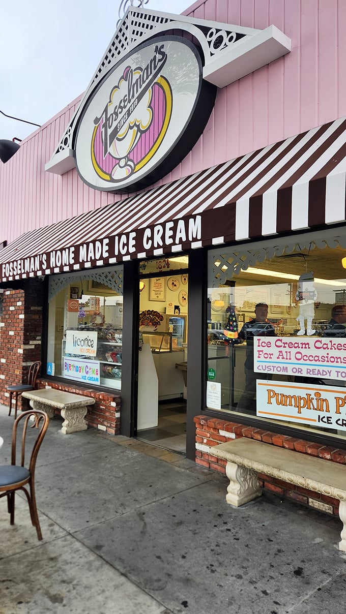Step into Fosselman's, a Willy Wonka dream come true. Homemade ice cream cakes tempt you from behind glass, while pumpkin pie flavors beckon.