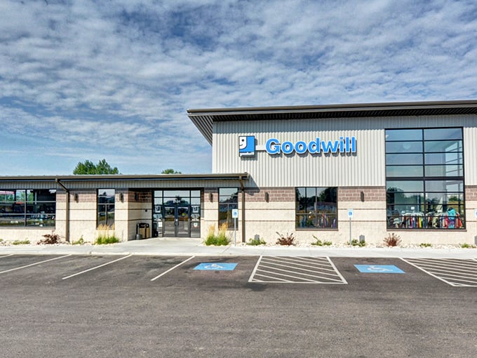 Cheyenne's Goodwill: The Fort Knox of frugal fashion. Its sleek exterior hints at the treasure trove of gently-used goodies waiting inside.