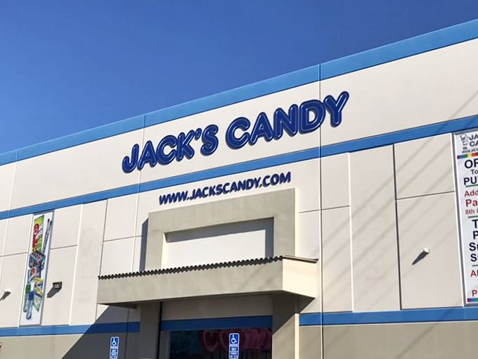 Blue and white never looked so delicious. Jack's Candy store front is like a portal to a world where calories don't exist and sugar is a food group.