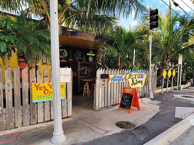 Ahoy, burger lovers! Le Tub's colorful facade is like a siren song for your taste buds.