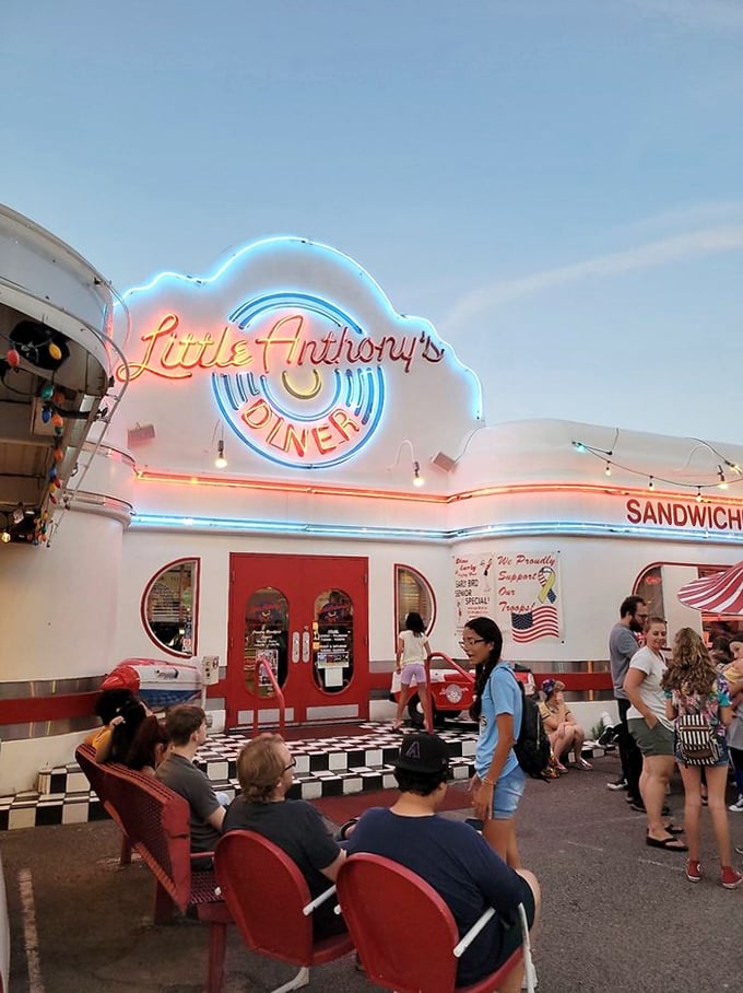 Step into a time warp at Little Anthony's. The neon signs are so bright, you might need sunglasses at night!
