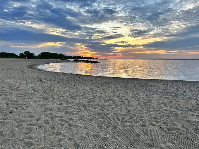 Sunset spectacle at Maumee Bay: Nature's own light show that puts Vegas to shame. No neon required, just pure lakeside magic.