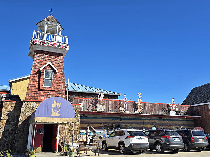 Talk about a lighthouse of flavor! Pickle Bill's quirky exterior promises a seafood adventure that's anything but garden-variety.