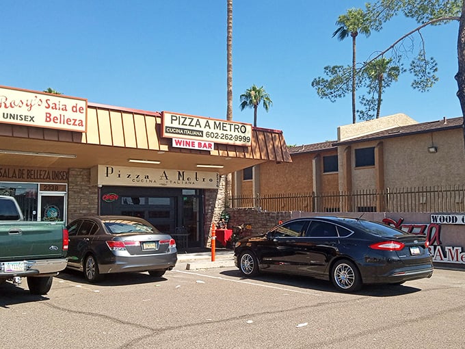 Forget the wine bar, the real star here is the pizza. Thin, crispy, and stretching as far as the eye can see!