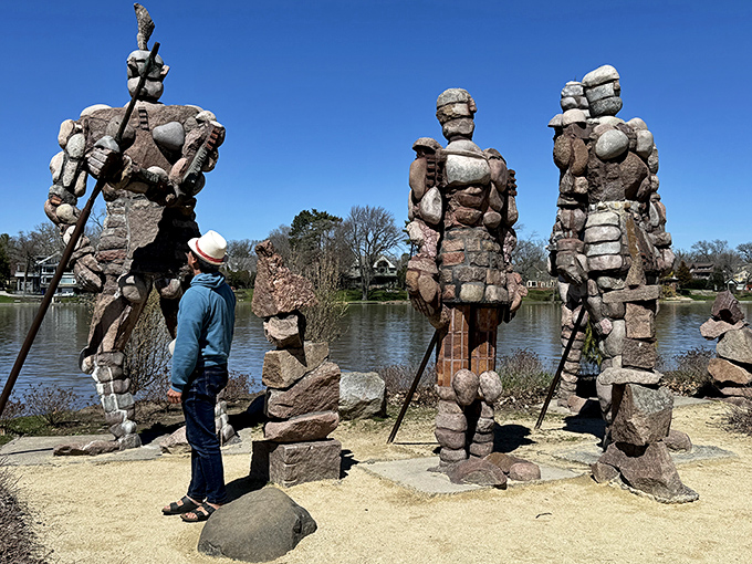 Rock Men: "Talk about being caught between a rock and... well, another rock! These stony sentinels give new meaning to 'rock-solid friendship.'"
