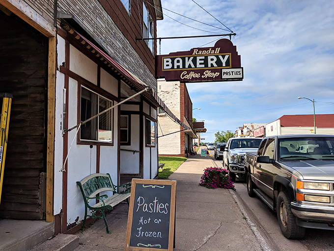 Hot or frozen? At Randall's, it's always pasty o'clock! Their sign promises a taste of Michigan that's ready when you are.