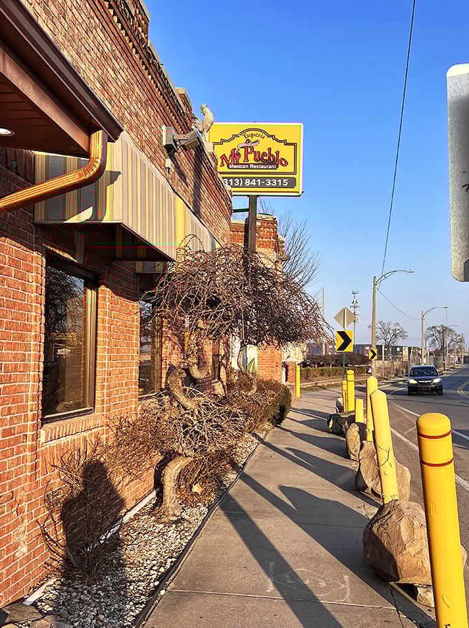 Mi Pueblo's yellow sign shines like a beacon of hope for hungry souls. It's the bat signal for taco lovers!