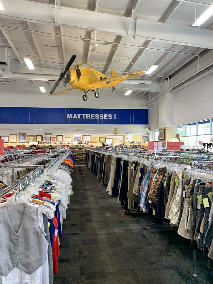 A sea of sartorial possibilities awaits! Dive into racks of hidden gems and fashion time capsules.