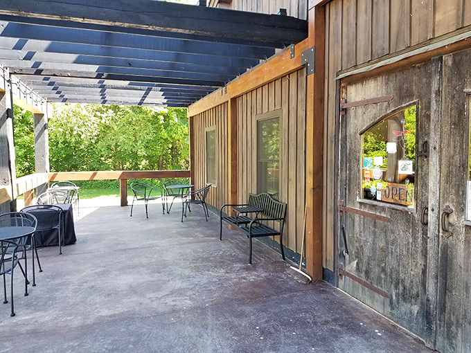 Step right up to flavor town! This inviting entrance is like a portal to a world where wine flows freely and stress checks itself at the door.