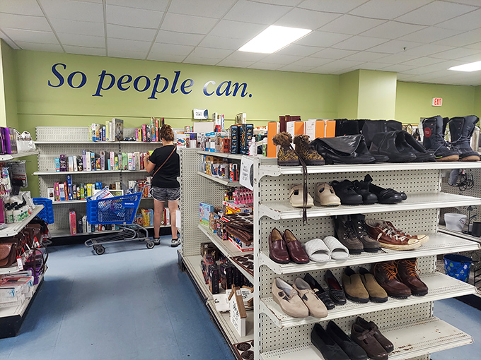 "So people can" - indeed they can! From books to boots, this aisle is a bargain hunter's dream come true.